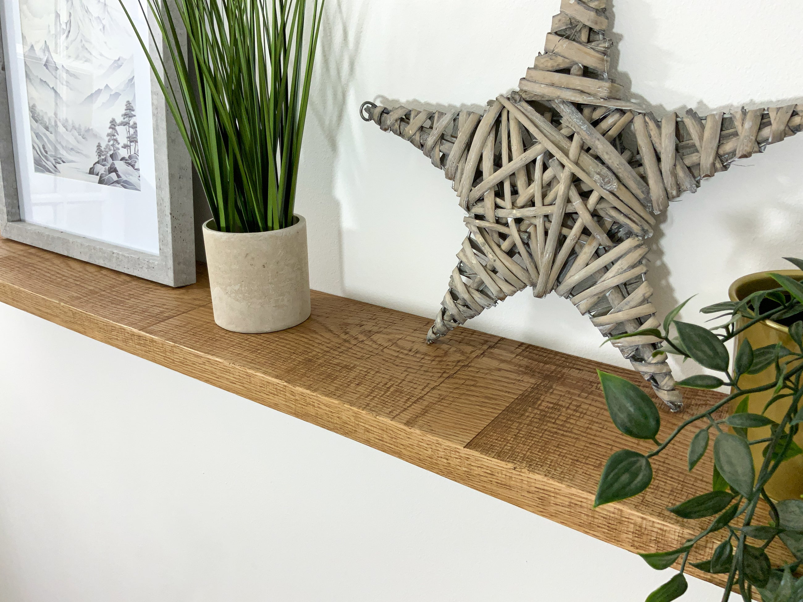Slim Light Rustic Oak Floating Shelf - Solid Wood & FREE P&P
