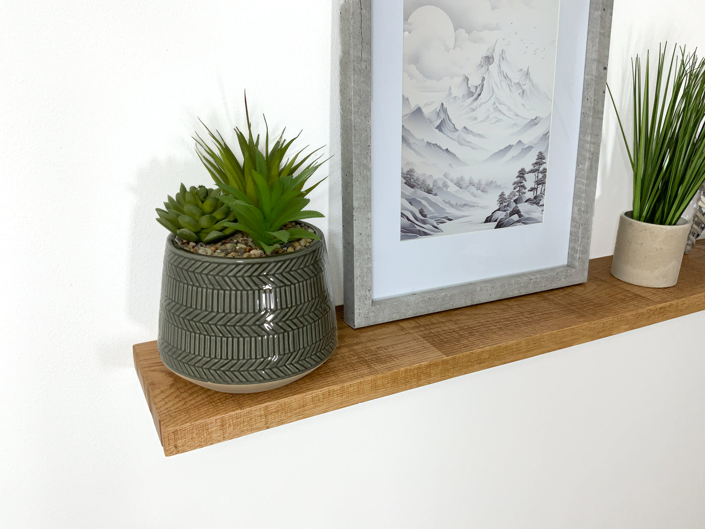 Slim Light Rustic Oak Floating Shelf - Solid Wood & FREE P&P