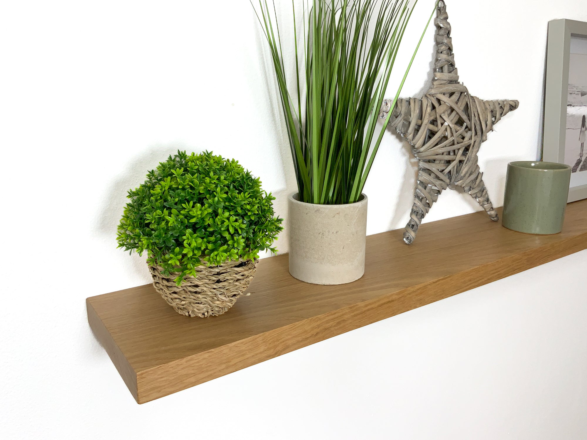 Slim Modern Softened Edge Solid Oak Floating Shelf - Several Widths