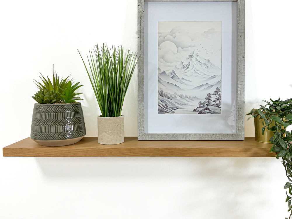 Slim Modern Softened Edge Solid Oak Floating Shelf - Several Widths